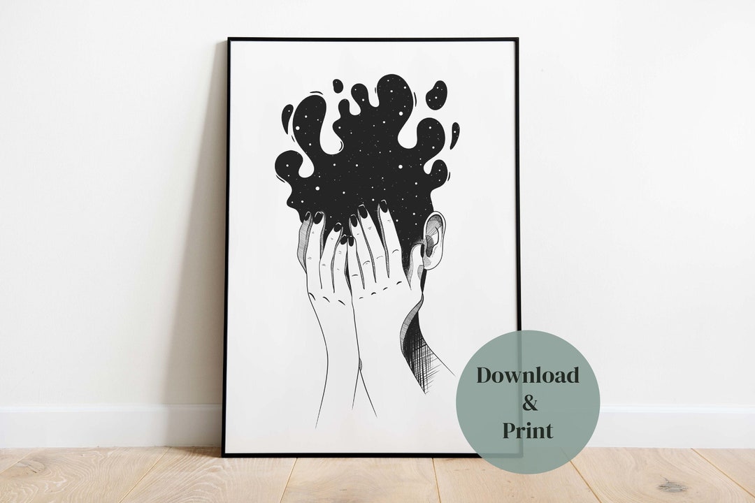 Overthinking Illustration, Printable Art, Original Drawing ...