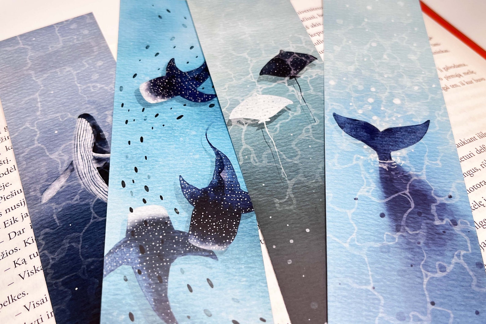 Watercolor Print Bookmarks Set of Laminated Bookmarks Double Sided ...