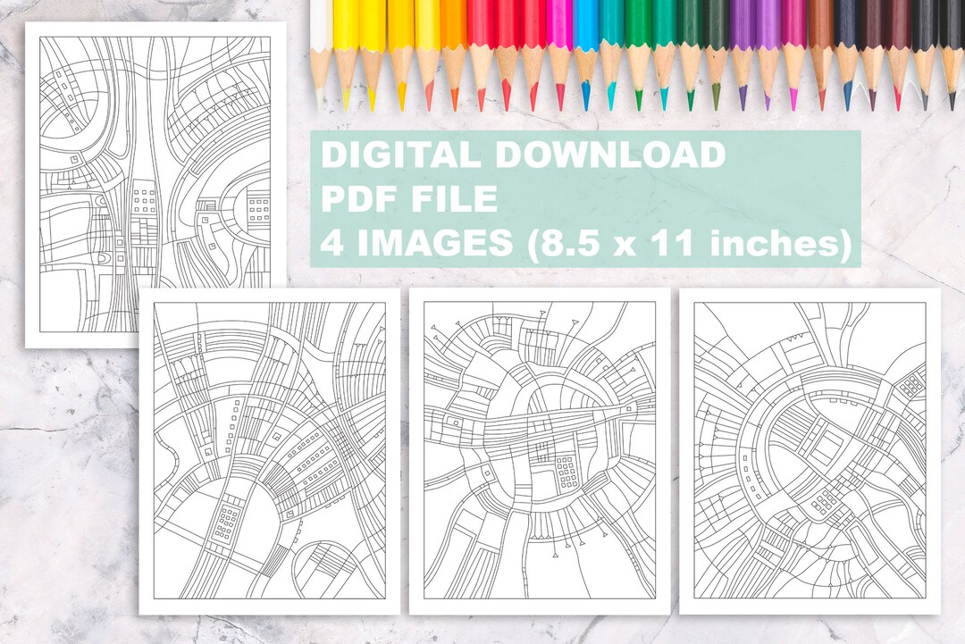 Abstract Organic Coloring Pages, 4 Designs, Instant Download PDF ...