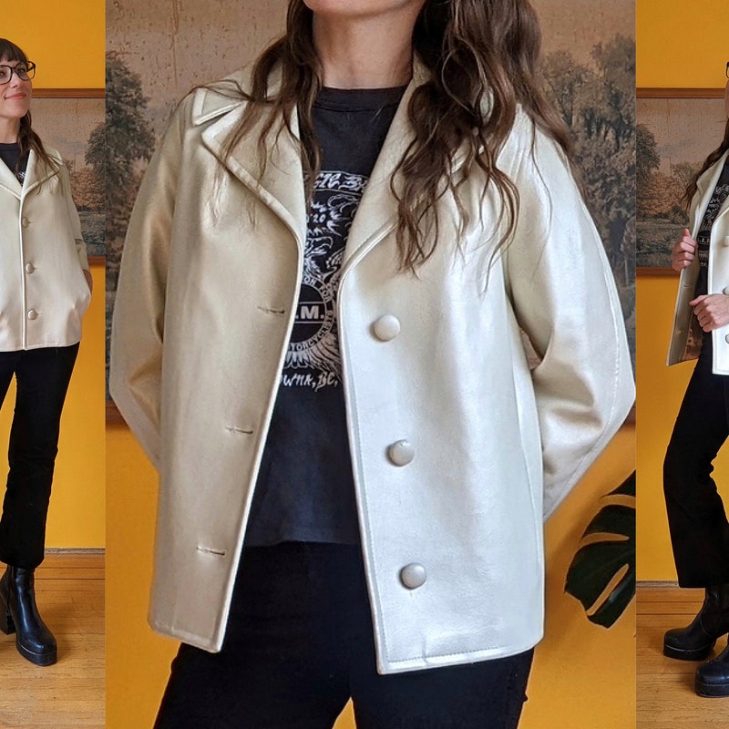 Cream Leather Jacket - Etsy