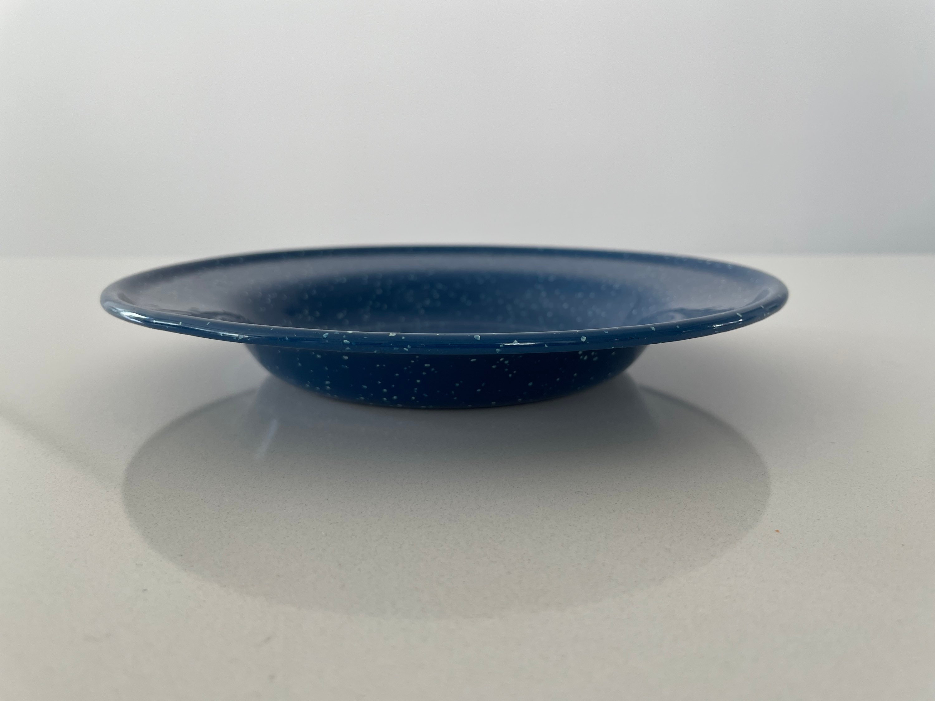 Vintage Speckled Blue Enamelware Deep Plate Set - Etsy