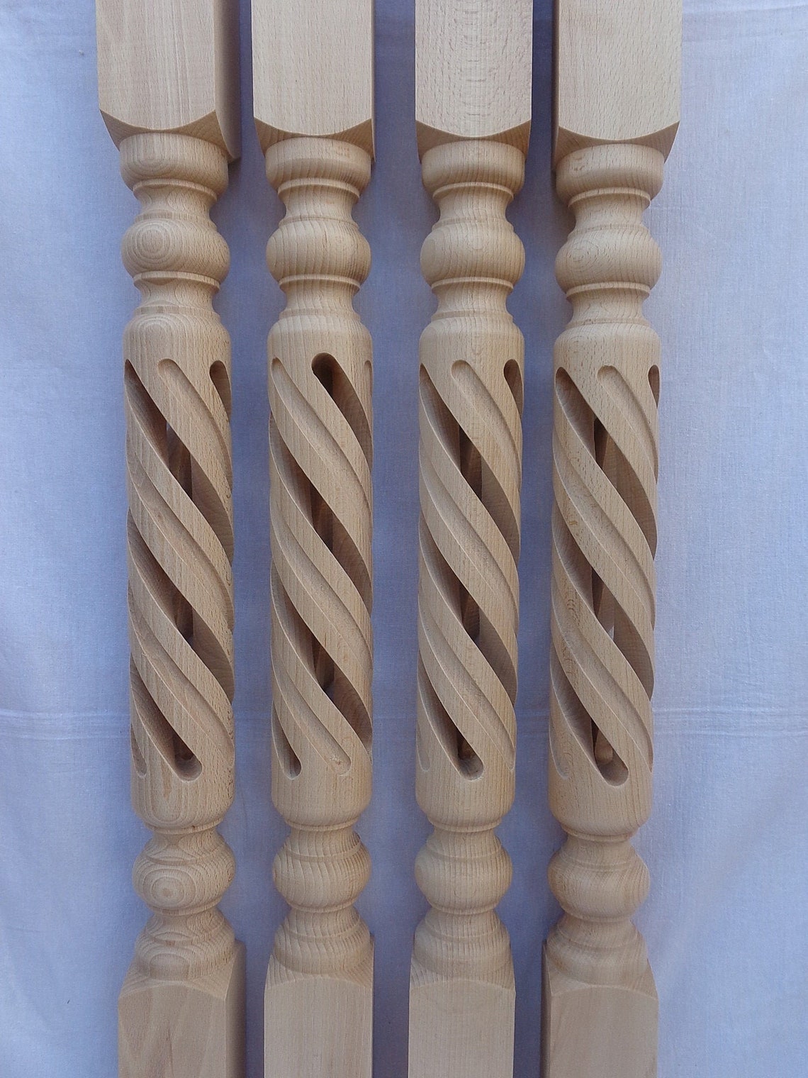 Stair Newel Post Open Spiral Design Carved Wood Staircase | Etsy