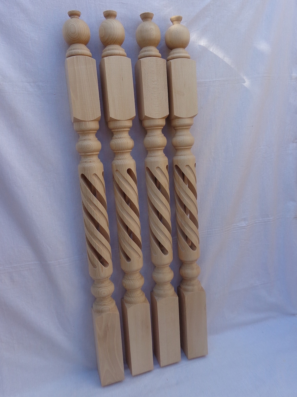 Stair Newel Post Open Spiral Design Carved Wood Staircase | Etsy
