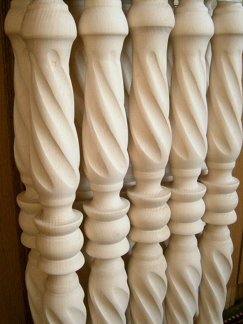 Stair Balusters Spiral Twist Design Carved Wooden Spindles Banisters ...