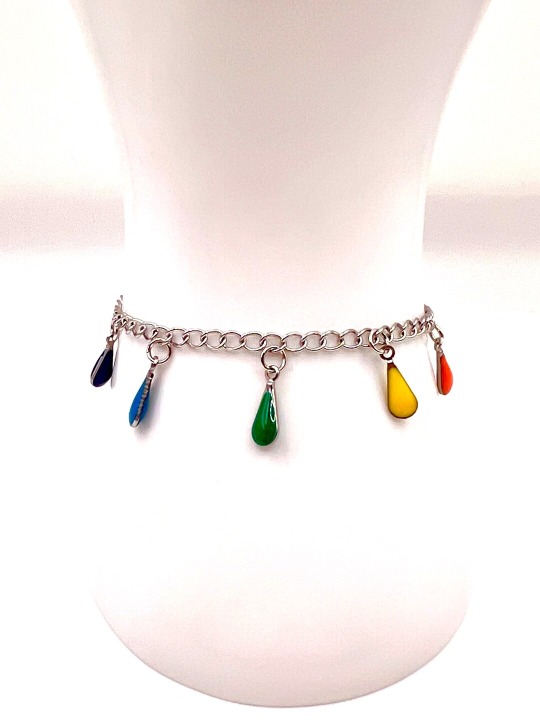 Rainbow Teardrop Bracelet Chakra Raindrop Charm Bracelet Bauhaus ...