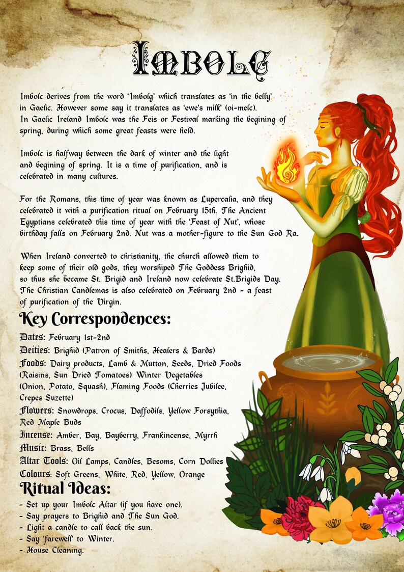 Imbolc Page Book of Shadows Grimoire Brighid DIGITAL - Etsy