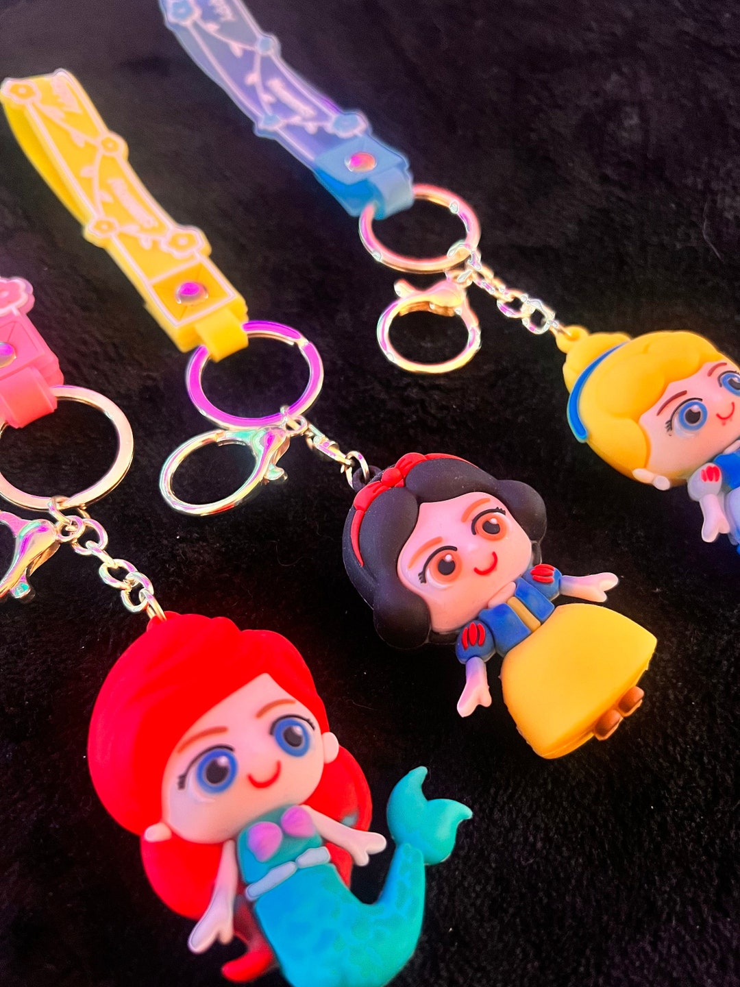 Disney Princesses Key Ring Bag Charm Ariel Snow White Cinderella Cute ...