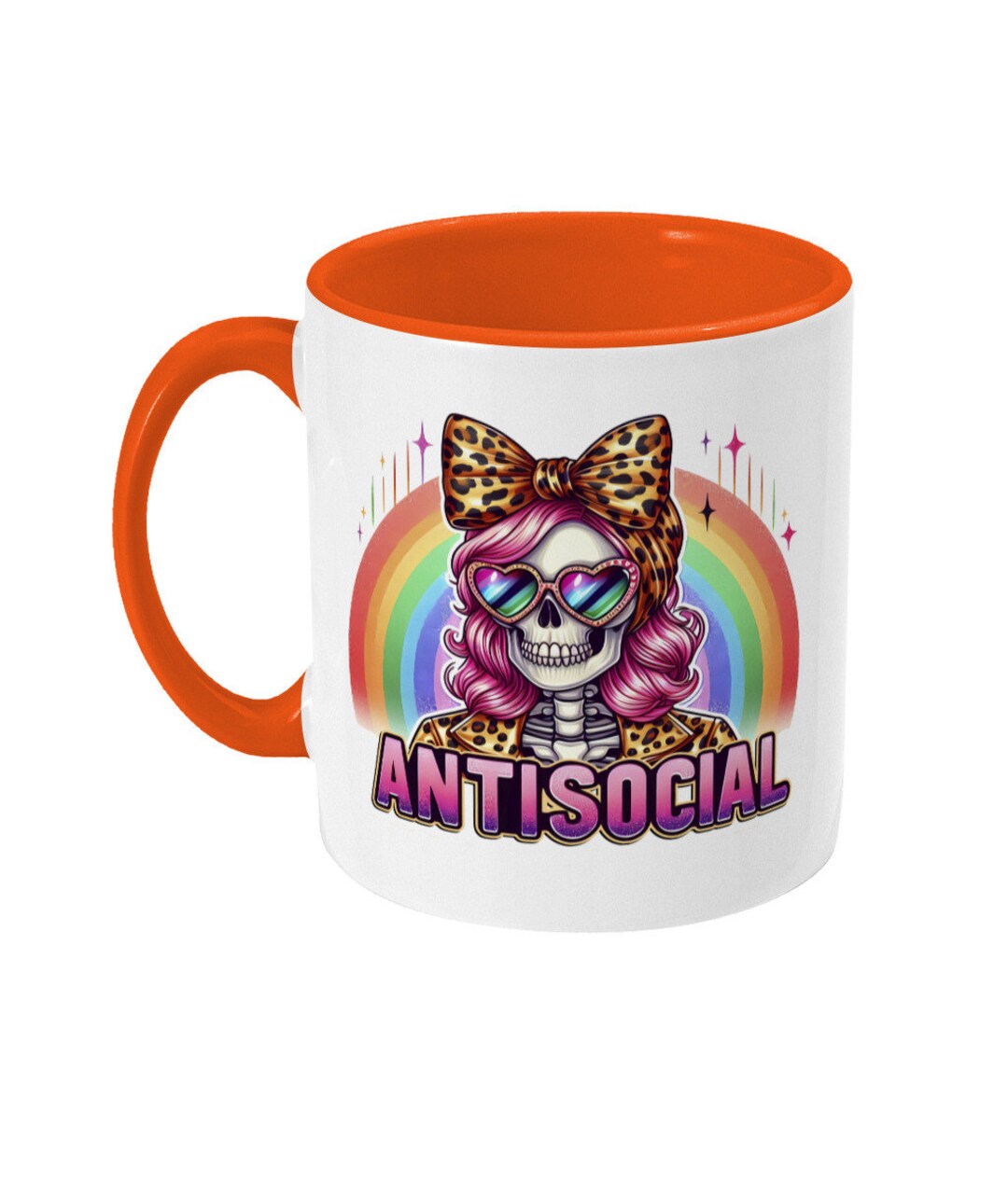 Two Toned Mug Skeleton Antisocial Mug Sublimated Coffee Mug Sugar Skull ...