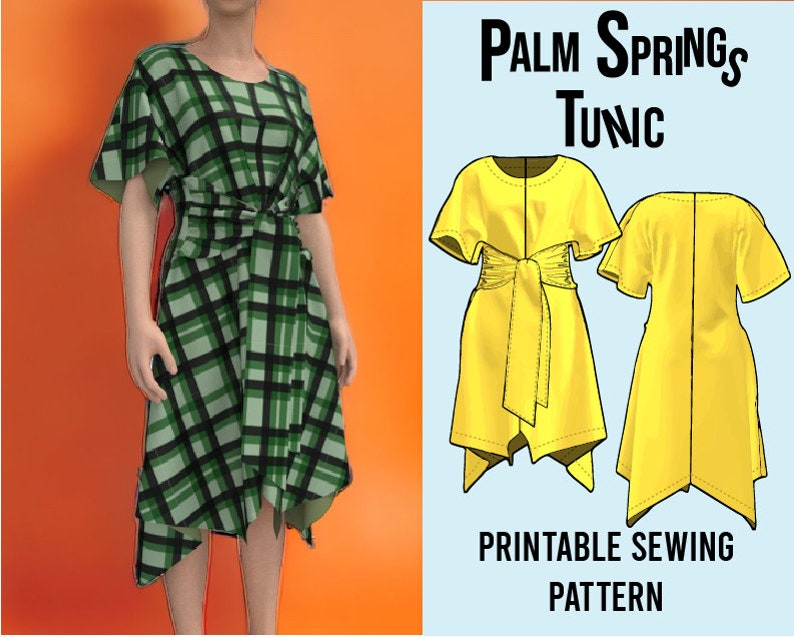 Palm Springs Tunic Sewing Pattern PDF Printable Sizes XS 3XL Tunic ...