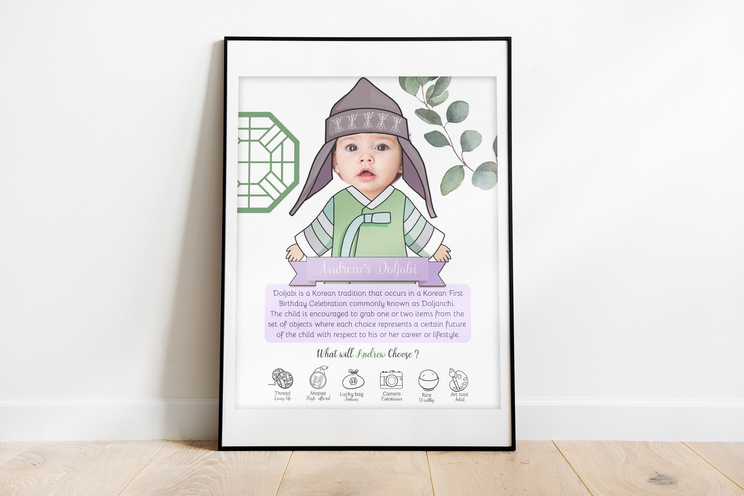 Editable Doljabi Kit No.9 Hanbok Boy Doljanchi Set 1st Birthday Party ...