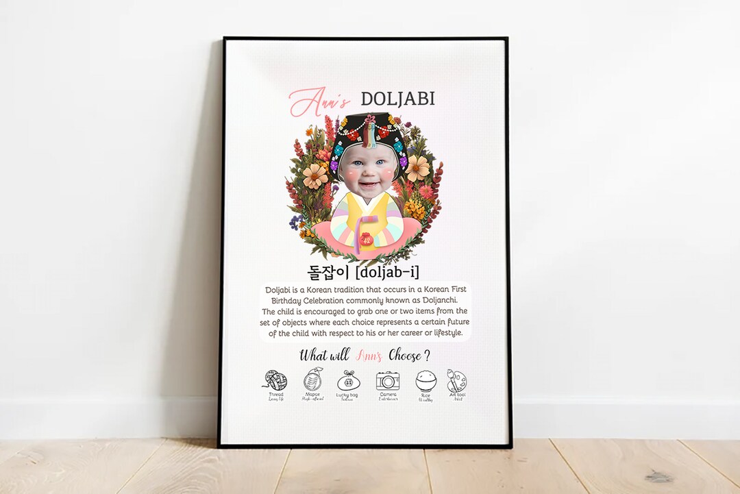 Editable Doljabi Board No.12 Hanbok Boy | Doljanchi Board 1st Birthday ...
