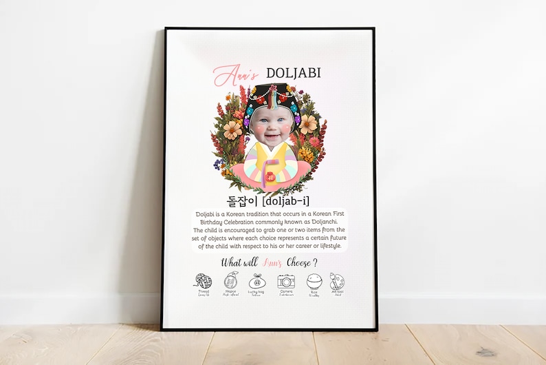 Editable Doljabi Board No.12 Hanbok Boy | Doljanchi Board 1st Birthday ...