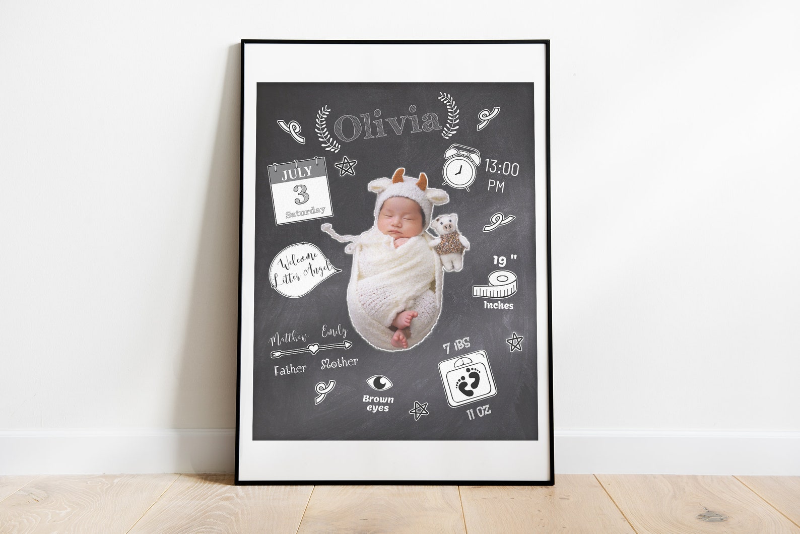 Editable Newborn Baby Birth Board | 1st Birthday Board | Digital ...