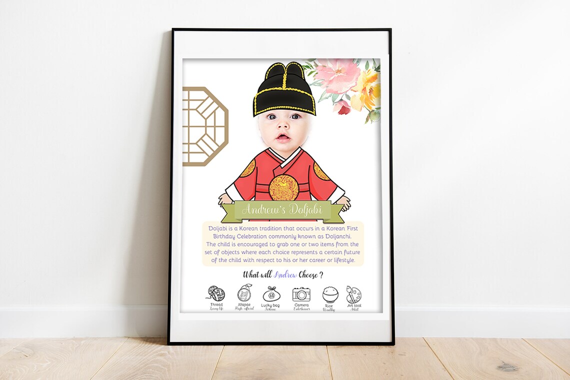 Editable Doljabi Board No16. Emperor Boy Doljanchi Board 1st Birthday ...