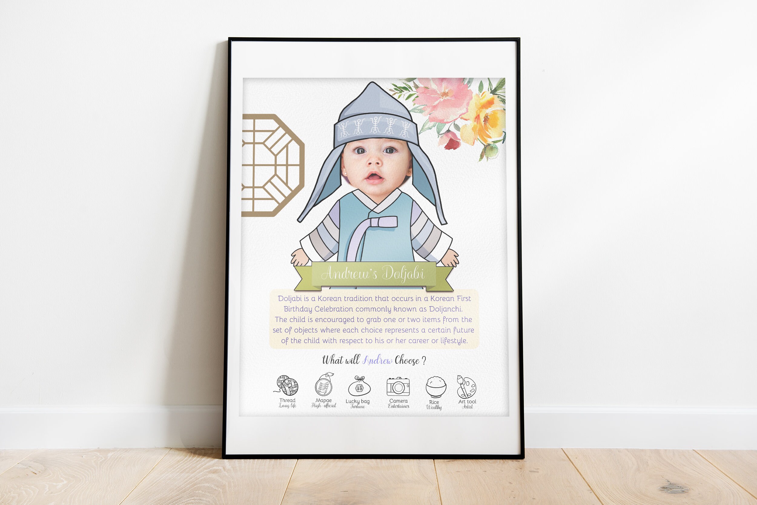 Editable Doljabi Kit No.7 Hanbok Boy | Doljanchi Set 1st Birthday Party ...