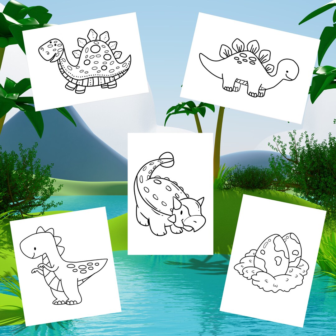 Dinosaur Theme Colouring Sheets 18 Sheets - Etsy