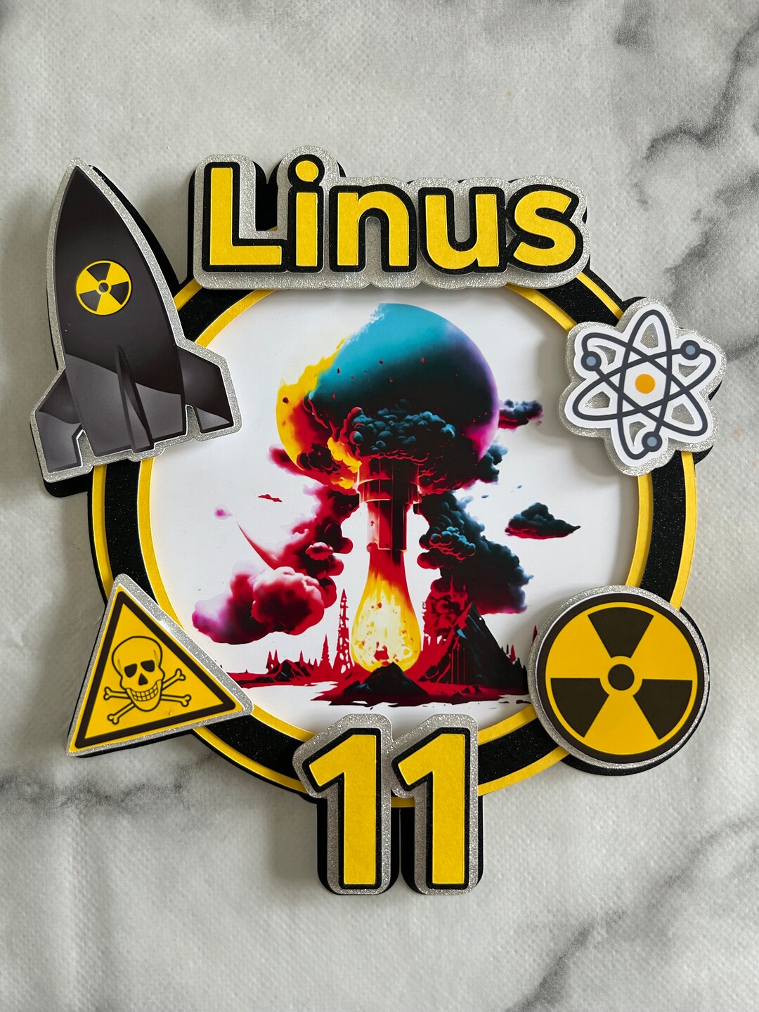 Nuclear Cake Topper Personalised Explosion Mushroom Cloud Rocket ...