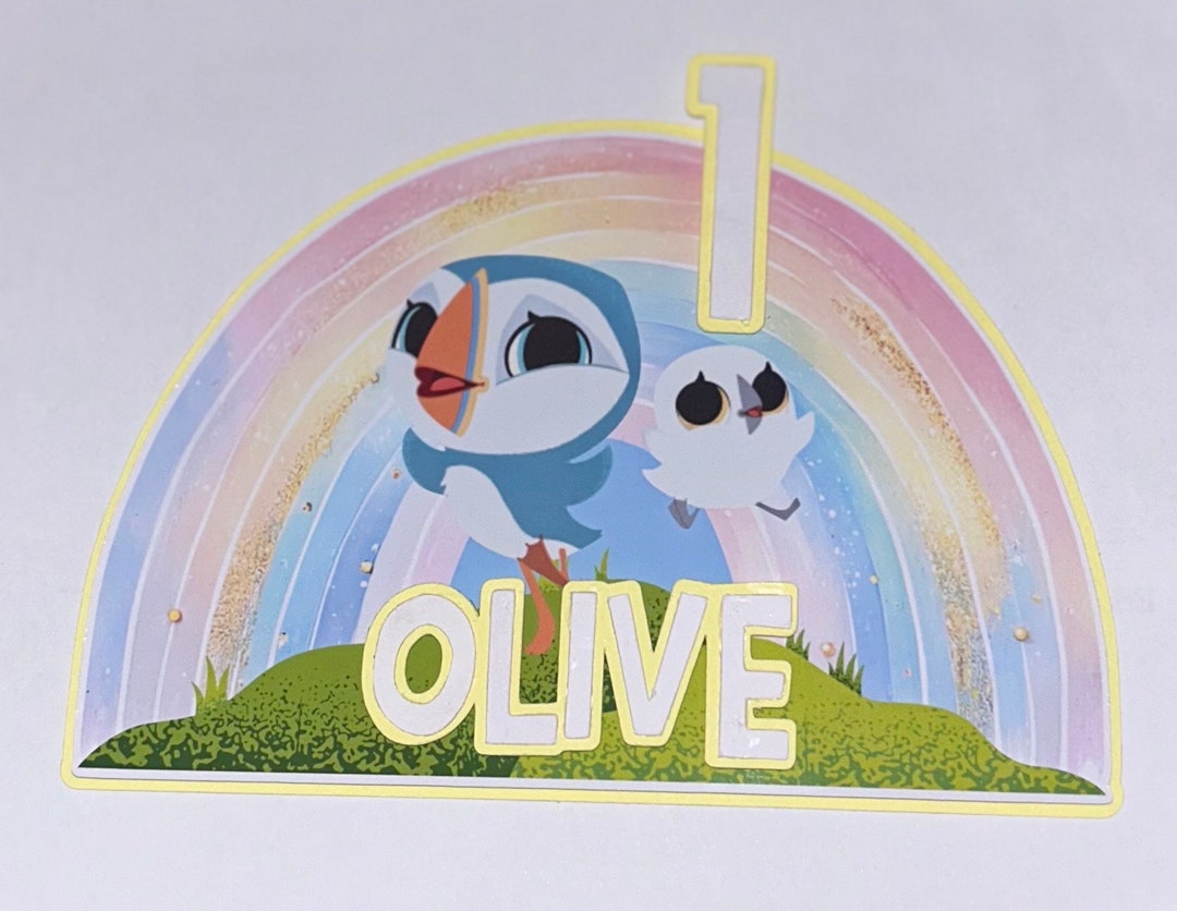 Personalised Puffin Rock Inspired Cake Topper Any Name Any Age Birthday ...