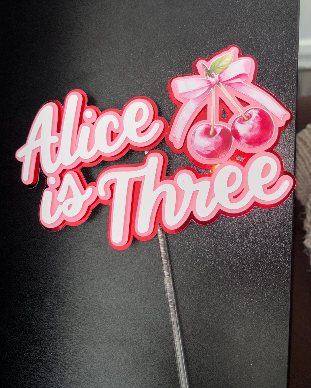 Cherry Cake Topper Age Birthday Personalised Birthday Watercolour ...