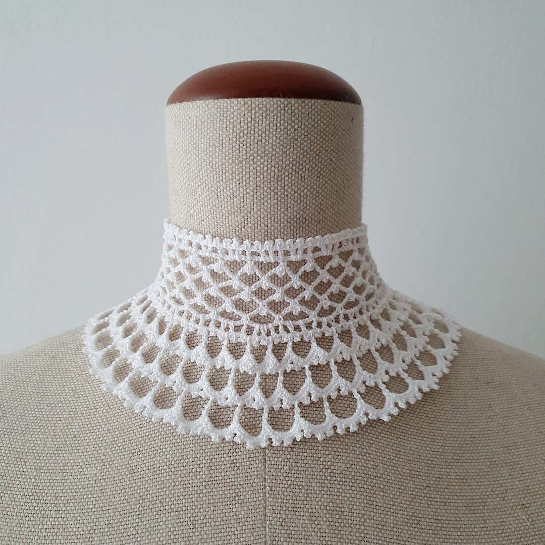 High Neck Crochet Lace Collar - Etsy