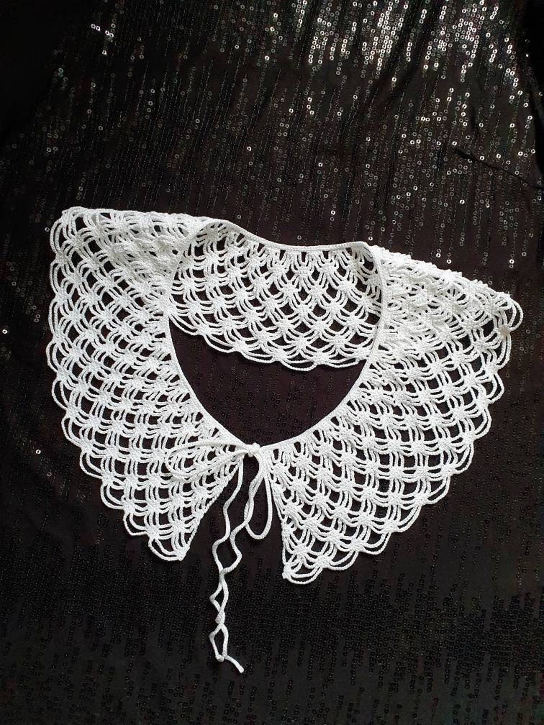 Crochet White Lace Colar Necklace, Spiderweb Style Handmade Collar ...