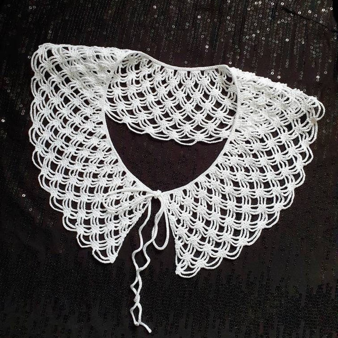 Crochet White Lace Colar Necklace, Spiderweb Style Handmade Collar ...