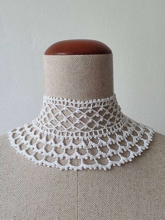 High Neck Crochet Lace Collar - Etsy