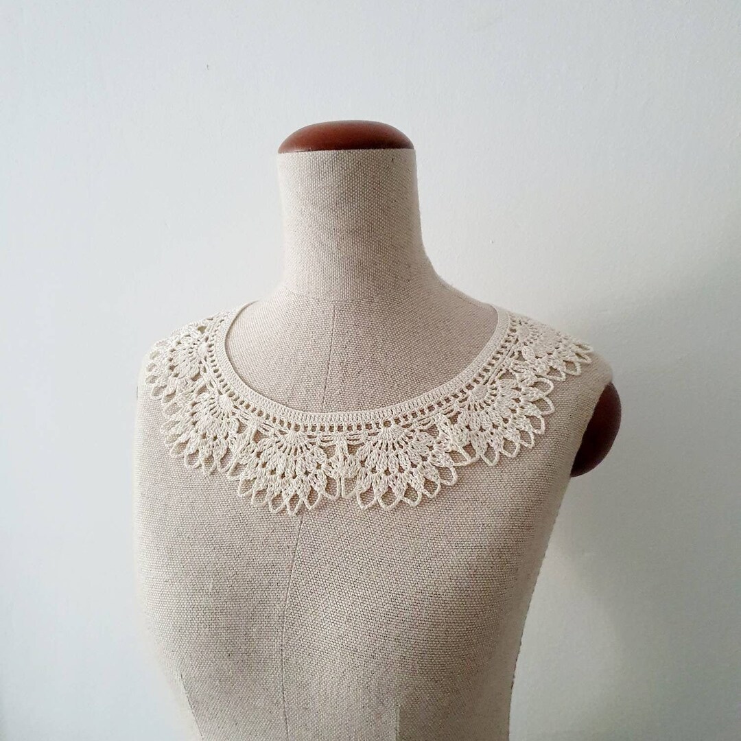 Handmade Crochet Lace Victorian Style Collar | Detachable Cream Colour ...