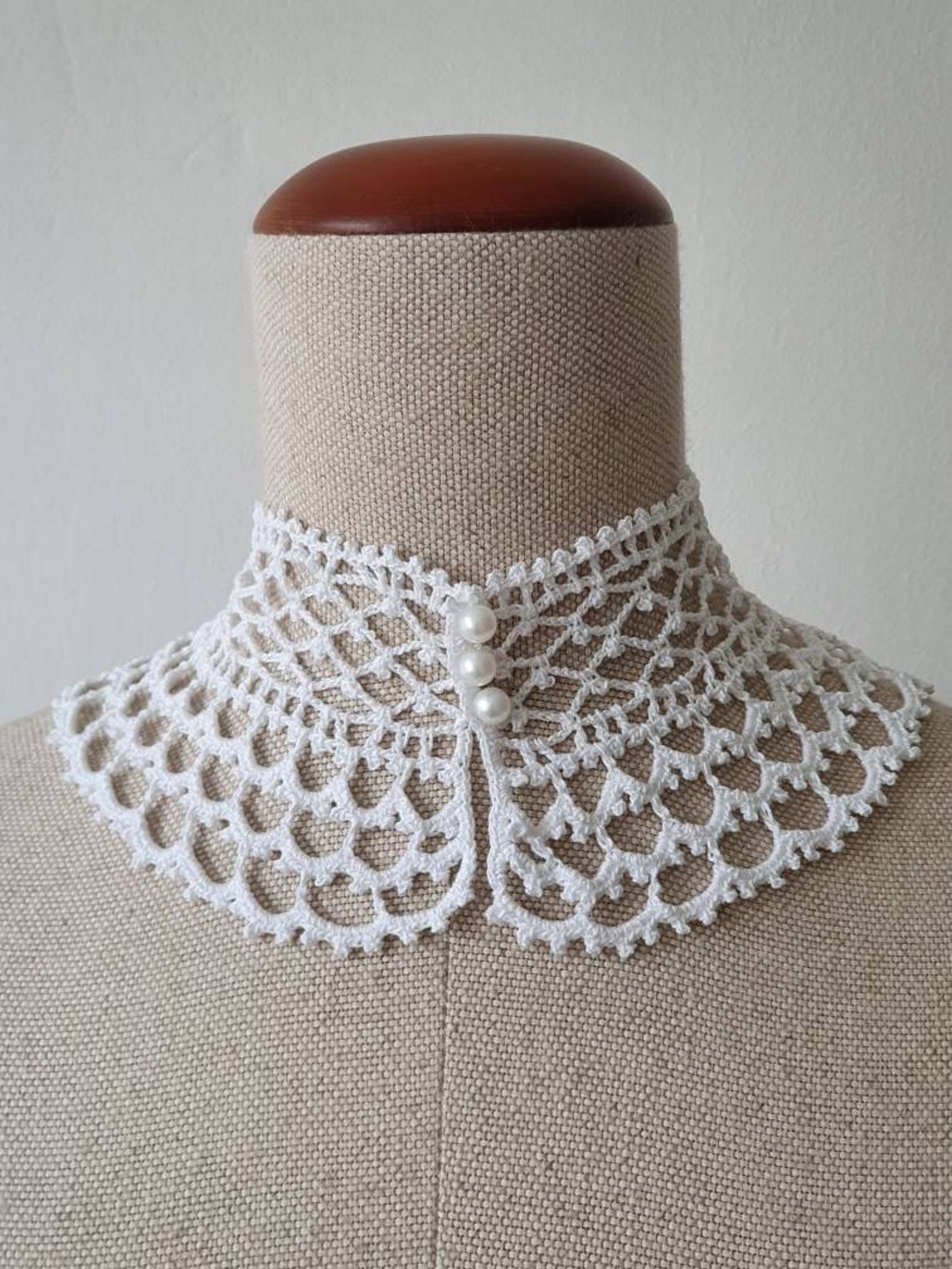 High Neck Crochet Lace Collar - Etsy