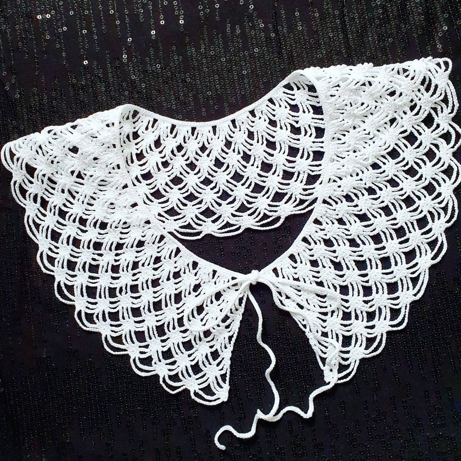 Crochet White Lace Colar Necklace, Spiderweb Style Handmade Collar ...