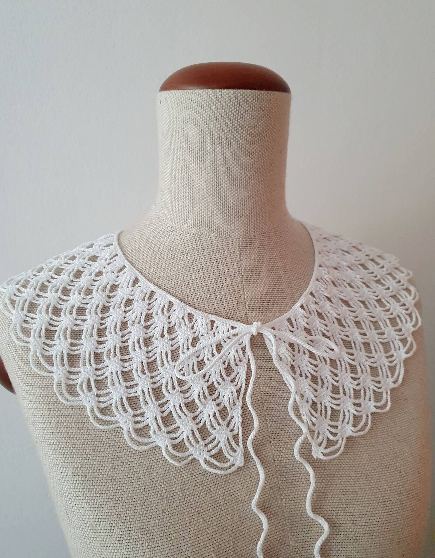 Crochet White Lace Colar Necklace, Spiderweb Style Handmade Collar ...