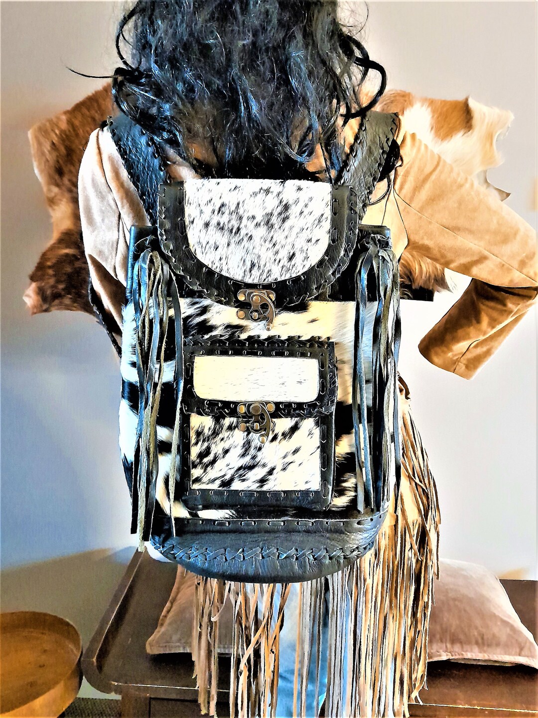 Backpack Leather and Cowhide / Backpack With Leather / Mochilla / Free ...