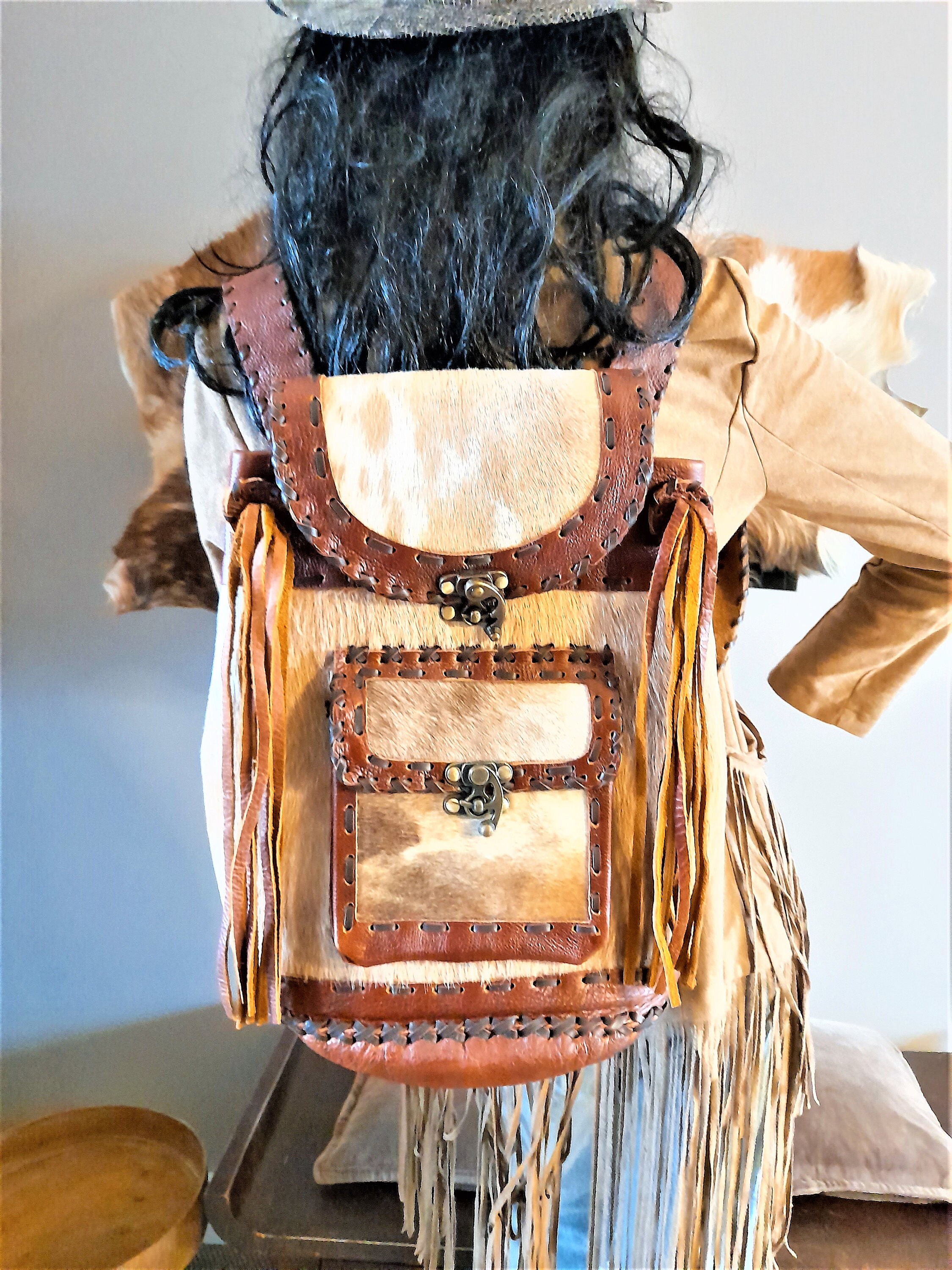Backpack Leather and Cowhide / Backpack With Leather / Mochilla / Free ...
