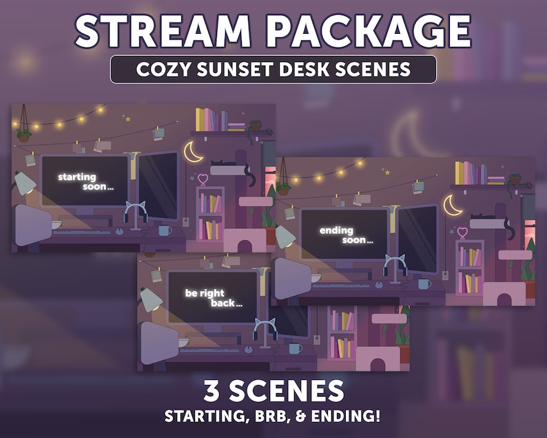 Animated Cozy Sunset Desk Twitch Overlay Package (digital Download) - Etsy