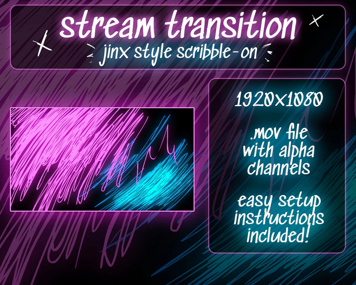 Arcane Jinx Scribble-on Stream Transition: Neon Stinger Scene (digital ...