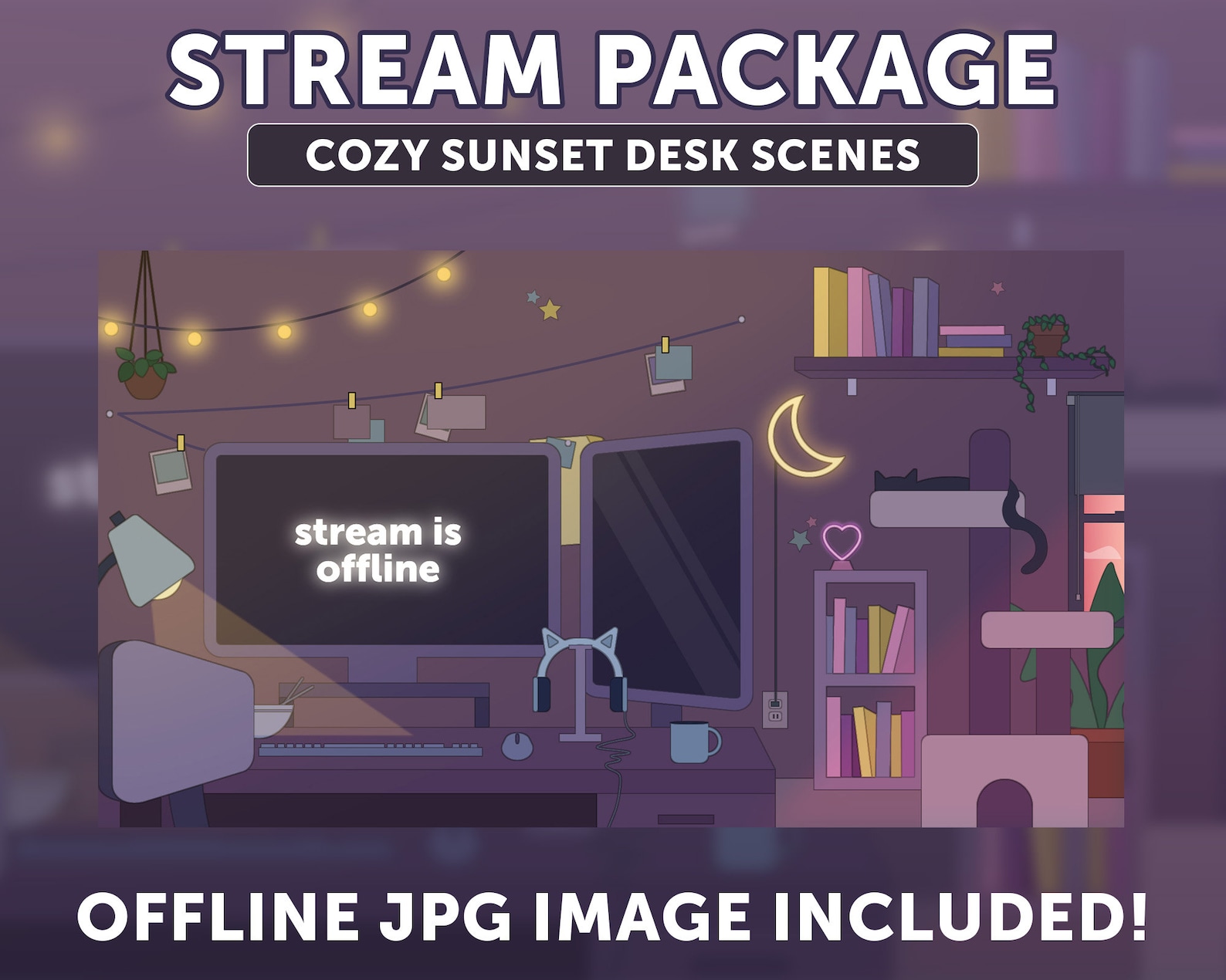 Twitch Overlay, Animated Stream Overlay Package, Cute Twitch Overlay ...