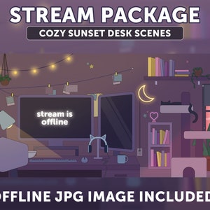 Animated Cozy Sunset Desk Twitch Overlay Package (digital Download) - Etsy