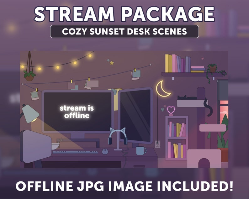 Animated Cozy Sunset Desk Twitch Overlay Package (digital Download) - Etsy