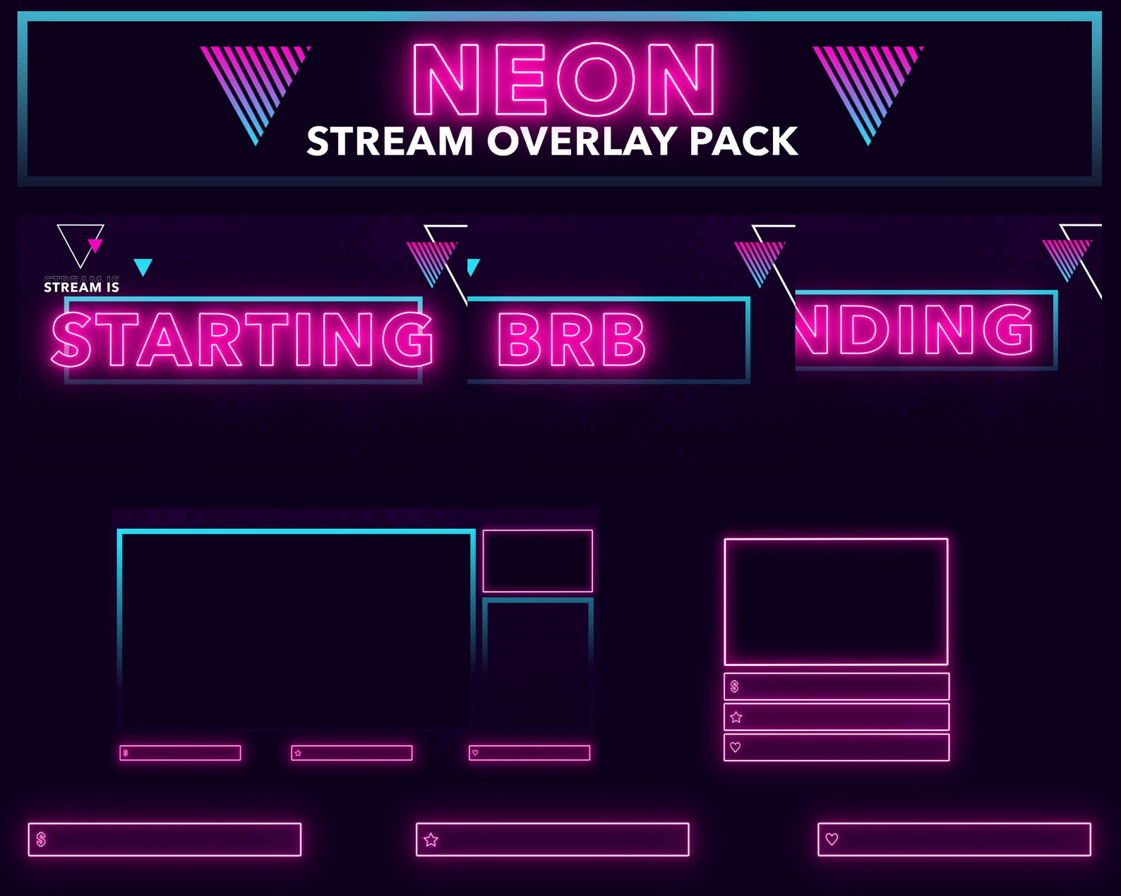 Animated Neon Twitch Stream Overlay Package (digital Download) - Etsy
