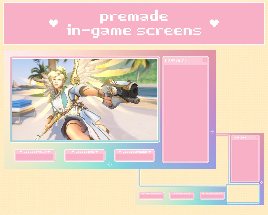 Twitch Overlay Animated Pastel Stream Overlay Package Twitch - Etsy
