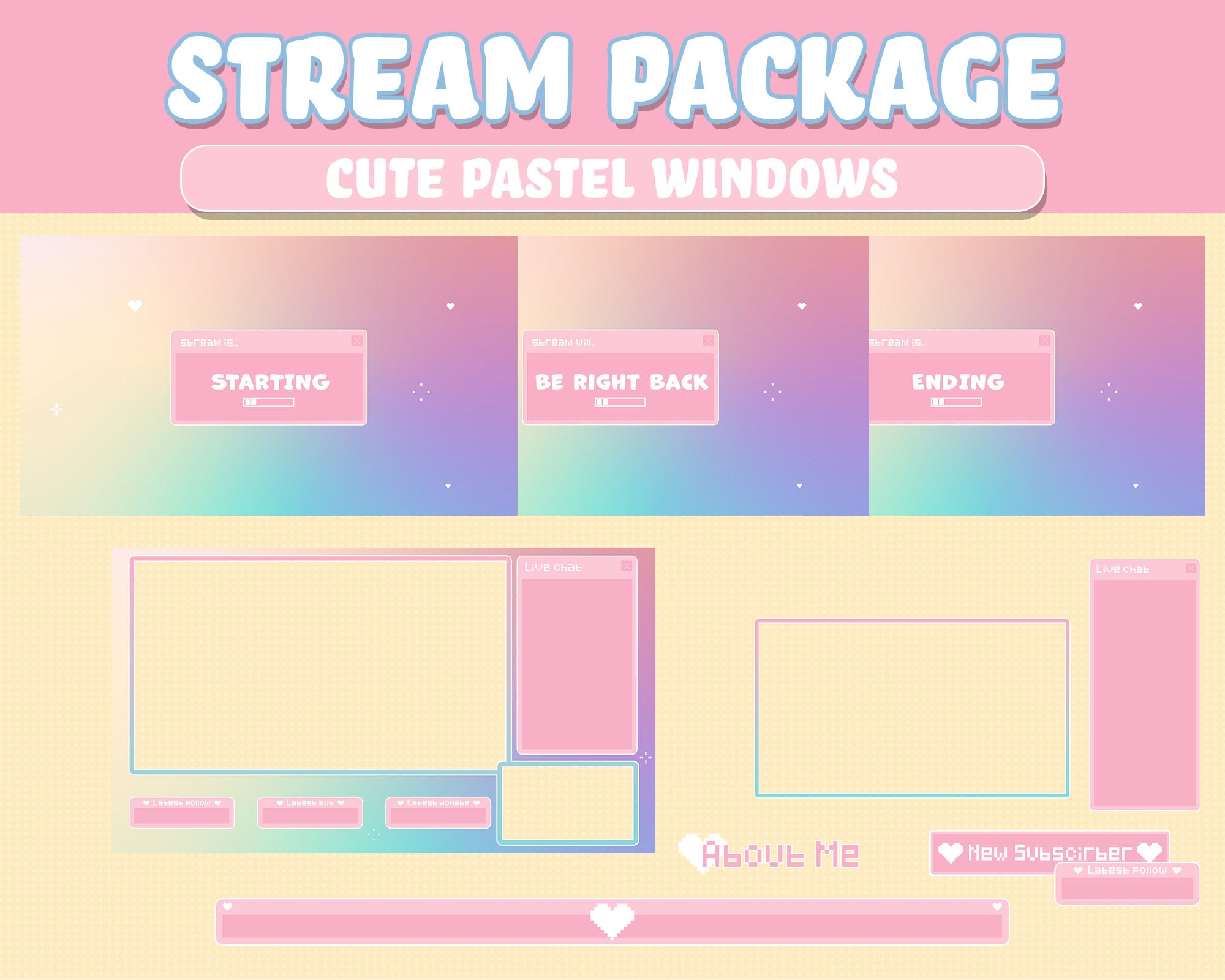 Twitch Overlay Animated Pastel Stream Overlay Package Twitch - Etsy