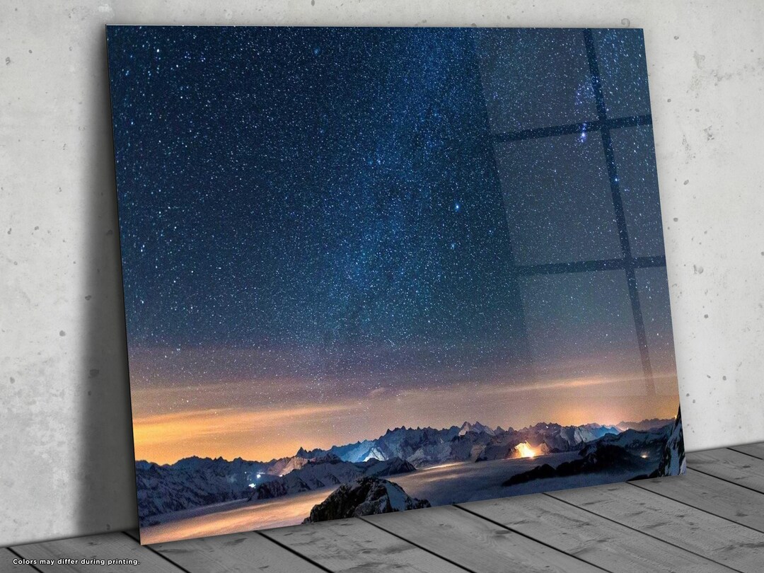 Sky View Glass Art, Starscape Wall Art, Large Glass Wall Art, Panoramic ...