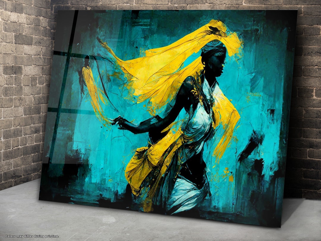 African Woman Glass Glass Art Ethnic Wall Decor With Abstract African ...