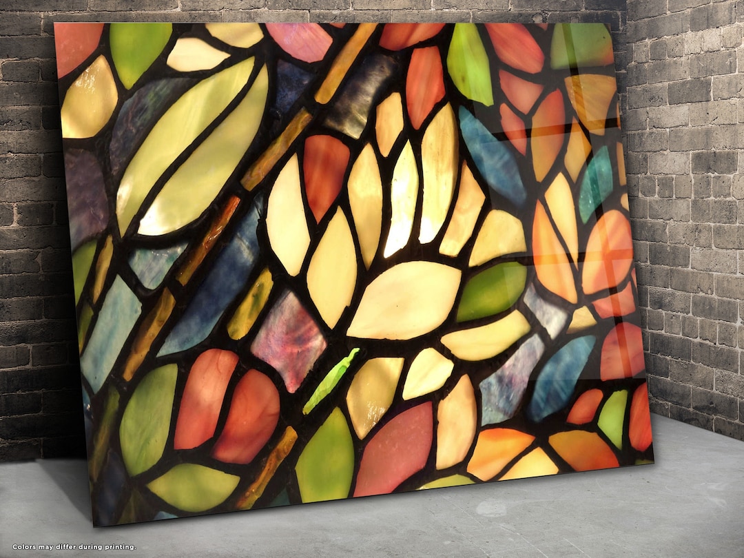 Stained Glass Flower Art: Large Tempered Glass Wall Decor - Etsy