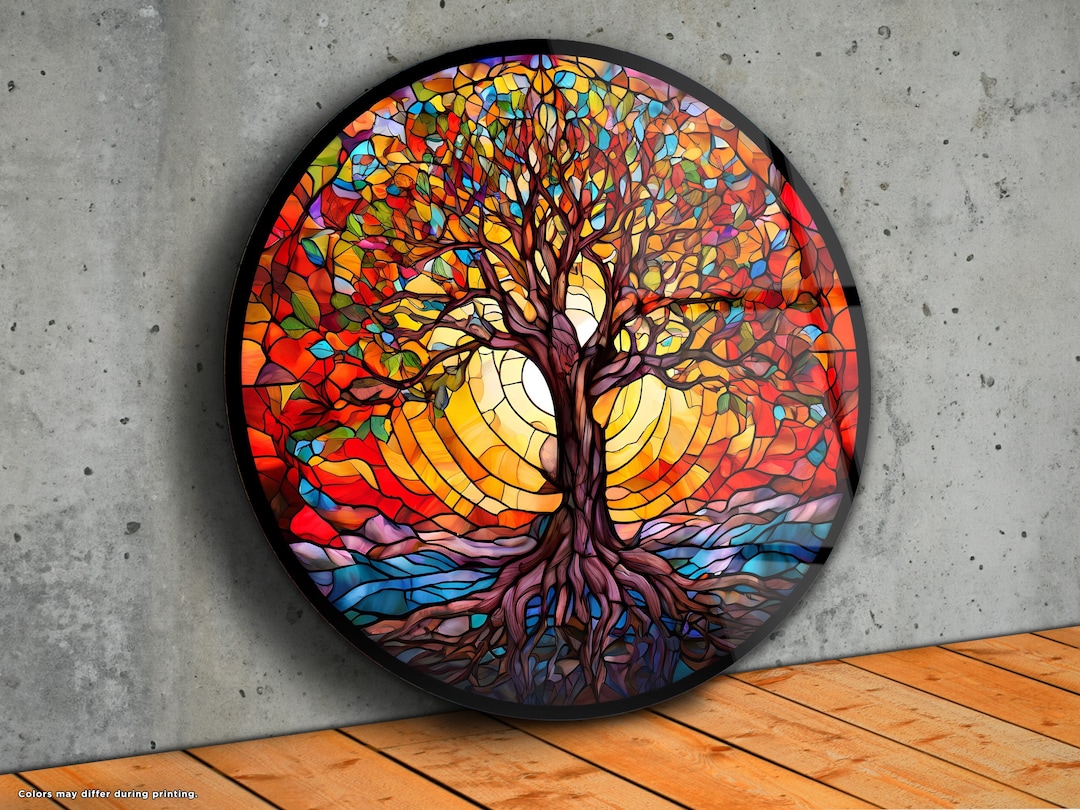 Tree of Life Glass Wall Art, Panoramic Wall Art, Tree of Life Painting ...