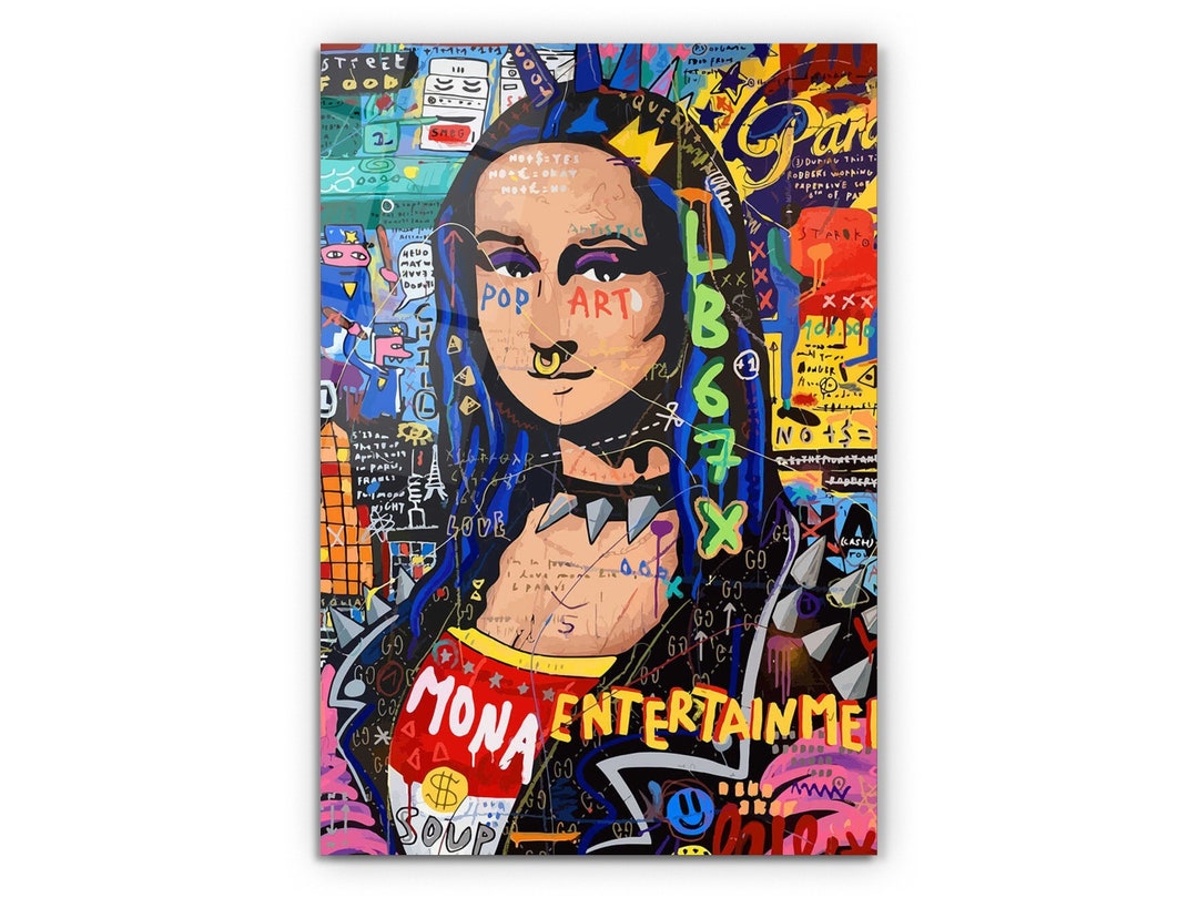 Mona Lisa Pop Art Glass Wall Art, Pop Art Painting, Large Glass Wall ...