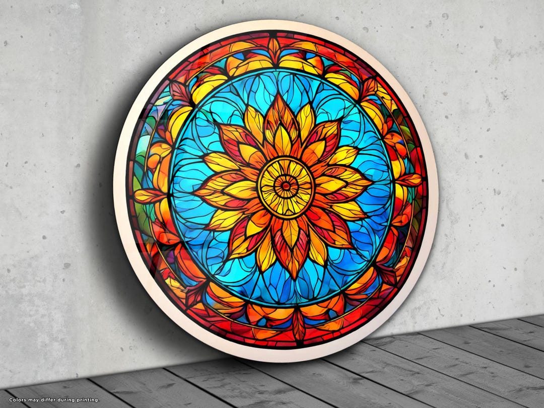 Round Glass Art, Abstract Wall Decor, Housewarmir, Glass Poster, Gift ...