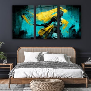 African Woman Glass Glass Art Ethnic Wall Decor With Abstract African ...