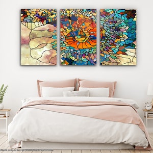 Mosaic Pattern Wall Decor, Glass Wall Art Print Durable Glass Panel ...