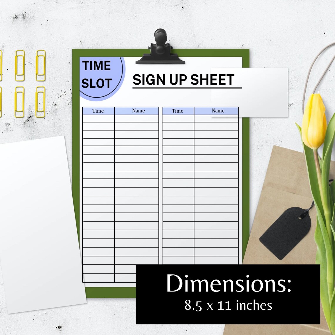 Time Slot Sign Up Sheet Sign Up Form Printable CV Template Etsy